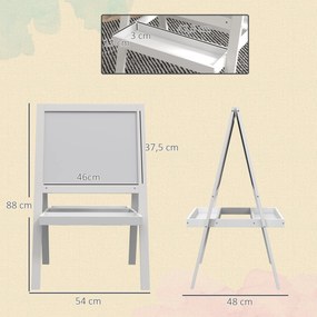 AIYAPLAY 2v1 Dětský Stojan - magnetická tabule a tabule na křídy - 2 integrované úložné přihrádky - bílý