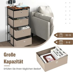 Costway Noční stolek 4 šuplíková úložná skříň látková komoda