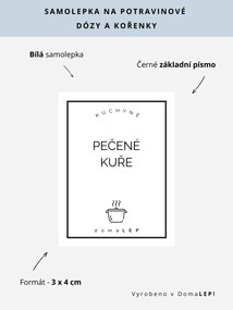 Samolepka na kořenky PEČENÉ KUŘE bílá 3 × 4 cm základní písmo
