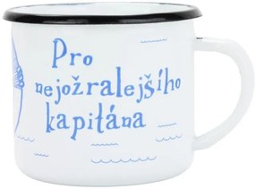 Belis smaltovaný hrnek 8 cm/0,35 l, bílý "nejožralejší kapitán" v krabičce