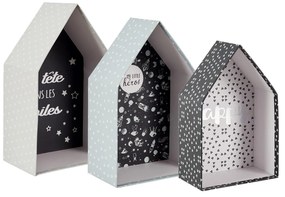 Home Deco Kids Kartonové domečky šedé 3 ks