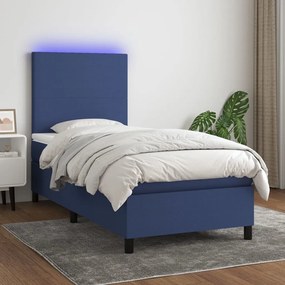 vidaXL Box spring postel s matrací a LED 80 x 200 cm textil [3134670] Barva: Modrá