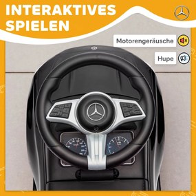 AIYAPLAY Dětské odrážedlo Mercedes-Benz C-Class s klaksonem, zvuky motoru, úložným prostorem, pro děti 18-36 měsíců, černé