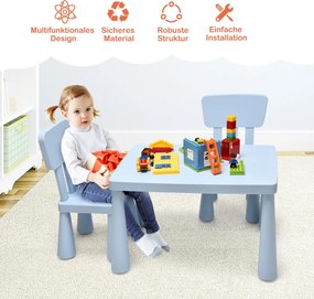 Costway 3 PCS. Kindersitzgruppe Kindertisch mit 2 Stühlen Kindermöbel aus