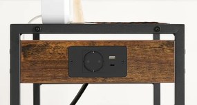 Pojízdný kancelářský regál s nabíjecí stanicí a USB Houseland Liv hnědý/černý