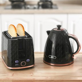 HOMCOM Sada rychlovarné konvice a toustovače, 1,7 l, různé režimy, LED indikátory, černá