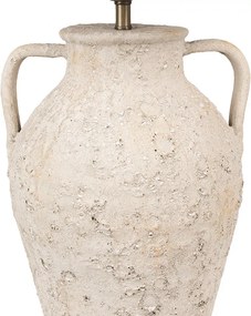 Béžová terakotová stolní lampa Teracci s bílým stínidlem - Ø 40*65 cm
