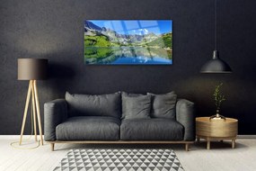 Obraz na skle Hora Jezero Krajina 120x60 cm