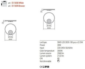 Redo Nástěnné/stropní LED svítidlo ORBIT ø 40 cm, 3000K Barva: Černá, Stmívání, řízení: TRIAC