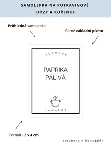 Samolepka na kořenky PAPRIKA PÁLIVÁ průhledná 3 × 4 cm základní písmo