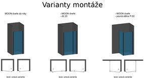 Jednokřídlé sprchové dveře do niky MOON 75 - 80 cm čiré sklo