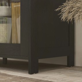 HOMCOM Kuchyňská Skříň, Kuchyňský Buffet, Vitrína, Úložná Skříň se 2 Dveřmi včetně 1 Skleněných Dveří - Úložná Jednotka s Nastavitelnými Policemi a 9…