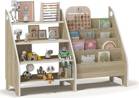 Wooden Toys Montessori regál pro děti Knihovna na knihy Organizér 2 v 1 Sonoma