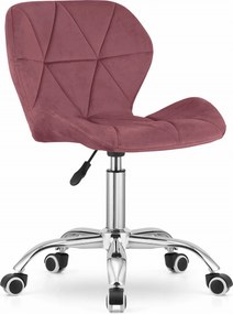 Set do pracovny ZARIMO stůl 80x40 cm, bílá + křeslo AVOLA VELVET, tmavě růžové