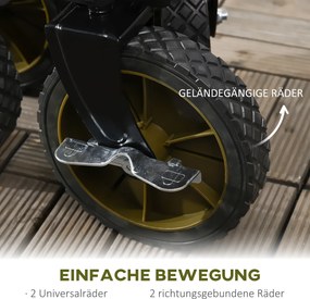 Bollerwagen, klappbar, 5 Seitentaschen, einziehbare Griff, bis 120 kg belastbar, Stahl, 108 x 55 x 93 cm, Grün
