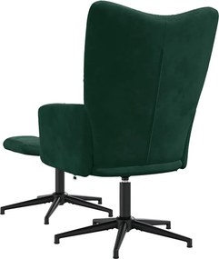Relaxační křeslo se stoličkou tmavě zelené samet 328108