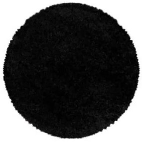 Ayyildiz, Kusový koberec Sydney Shaggy 3000 black kruh, 120x120 (průměr) kruh, černá, ložnice