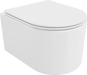 Mexen Sofia, závěsná WC mísa 490x360x355 mm, Rimless Tornádo + WC sedátko z duroplastu, bílá lesklá, 30540400T