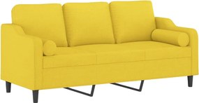 3místná pohovka s polštáři světle žlutá 180 cm textil 3200858