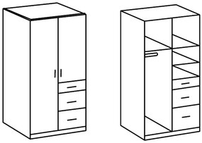 Šatní skříň Cariba, 90 cm, dub san remo/bílá
