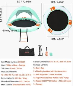 Nafukovací plovoucí dok VEVOR, 3,05 × 3,05 × 0,15 m