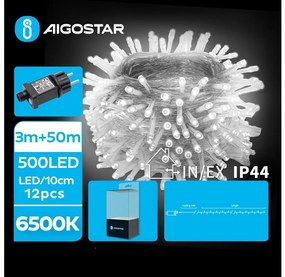 Aigostar B.V. | Aigostar - LED Venkovní vánoční řetěz 500xLED/8 funkcí 53m IP44 studená bílá | AI0490