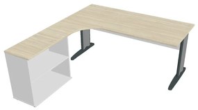 Sestava stolu a skříně pravá 180 cm - Hobis Cross CE 1800 H P Dekor stolové desky: akát, Dekor lamino podnože: bílá, Barva nohou: černá