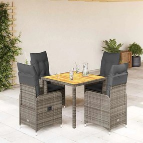 5dílný zahradní bistro set s poduškami šedý polyratan 3277020