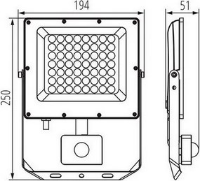 LED reflektor s čidlem Kanlux ACETE 50W CCT SE GR 38498 IP44 nastavitelná teplota barvy