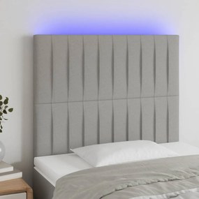Čelo postele s LED světle šedé 100x5x118/128 cm textil 3122652