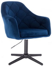 LuxuryForm DESIGN Otočné křeslo ANDORA VELUR na černém kříži - modré