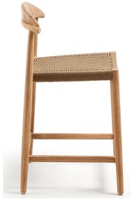 Dřevěná barová židle Kave Home Nina 76 cm s hnědým výpletem