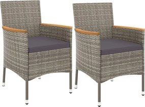 3dílný zahradní bistro set s poduškami šedý polyratan 3187430