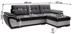 Kondela Rozkládací sedací souprava, světle šedá/tmavě šedá, pravá, ENIF ROH