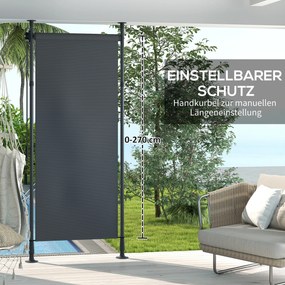 Outsunny Vertikální Markýza 120 x 220-310 cm Skládací Vertikální Markýza s Kličkou, Ochrana před Sluncem a Větrem pro Balkon, Terasu a Zahradu - Tmav…