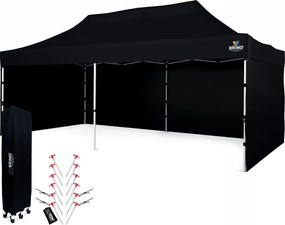 BRIMO Nůžkový párty stan SUPER 3x6 m 3 stěny černý