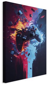 Obraz XXL Výbuch zábavy - vybuchující barevný ovladač do hráčského pokoje