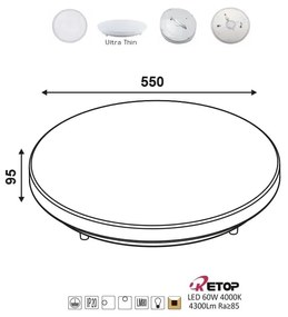 ACA Lighting LED přisazené svítidlo ARTEMIS 60W/230V/4000K/4300Lm/180°/IP20, kruhové bílé