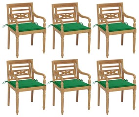 Židle Batavia s poduškami 6 ks masivní teakové dřevo,  3073327