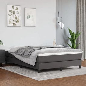 Box spring postel s matrací šedá 140 x 190 cm umělá kůže,  3144259