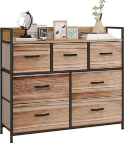 HOMCOM 7 zásuvkový textilní botník - Černý ocelový rám - 98 x 29 x 85 cm, Ložnice, Předsíň, Obývací pokoj, Černý a přírodní