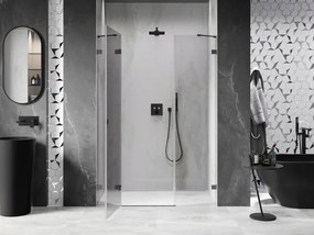 Mexen Lunar, levé otočné sprchové dveře 150 cm, 8mm čiré sklo, grafitový profil, 834S-150-050-95-00-L