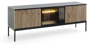 Moderní tv stolek SONNY 154 LED, černá / dub votan