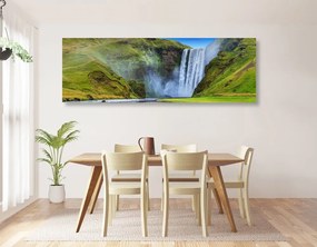 Obraz ikonický vodopád na Islandu - 120x40 cm