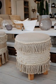 Stolička - podnožka Rond Ibiza Creme - Ø 35 * 40 cm