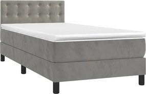 Box spring postel s matrací světle šedá 90x190 cm samet 3141515