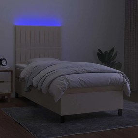 Box spring postel s matrací a LED krémová 90x200 cm textil 3135010