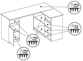 Rohový psací stůl Carlos, dub artisan