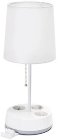 Aigostar - Stolní lampa se zásuvkami 1xE27/60W/230V bílá