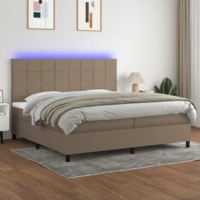 Fionshop 264253513 Box spring postel s matrací a Led taupe 200x200 cm tex